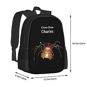 Choo-Choo Charles Backpack for School Cartoon Bookbag 3D Double-Side Large Capacity Lightweight Travel Casual Daypack