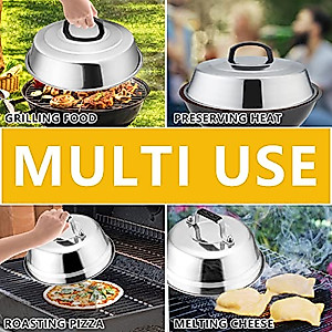 4 Pack Cheese Melting Dome for Griddle, Leonyo 2Pcs 12.5" & 2Pcs 9" Round Basting Cover Set, Stainless Steel Flat Top Grill Griddle Dome, Steam Burger Cover Dome Lid for Indoor & Outdoor BBQ