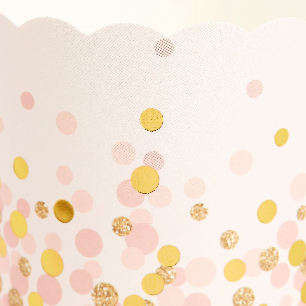 50 Pack Pink and Gold Polka Dot Cupcake Liners Wrappers, Muffin Paper Baking Cup for Wedding & Birthday