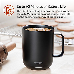 Ember Temperature Control Smart Mug 2, 10 oz, Black, 1.5-hr Battery Life - App Controlled Heated Coffee Mug - Improved Design