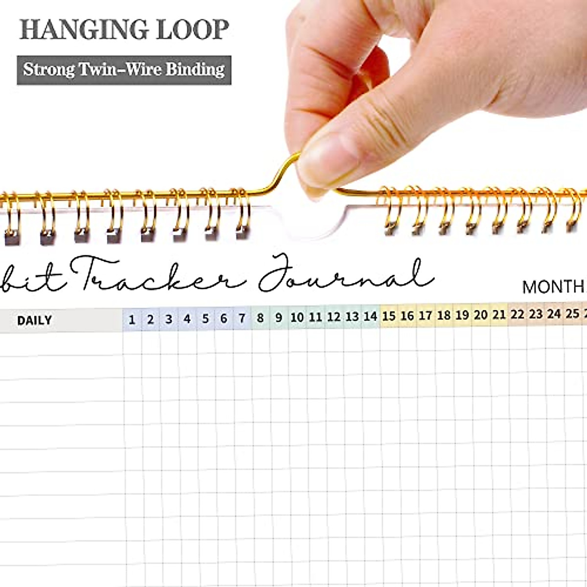 Habit Tracker - Daily Habit Tracker Journal and Goal Board with Gold Spiral Binding, 12 Months Undated Daily Weekly and Monthly Gradients Habit Tracker Calendar to Boost Productivity, 8.5" x 11.5"