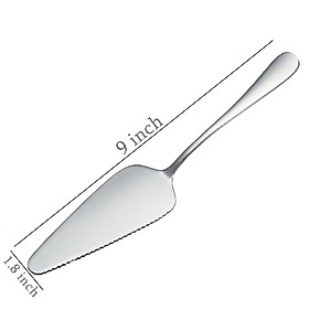 Ymeibe Stainless Steel Cake Server Pack of 10 Pie Holder Transfer Triangular Spade Spatula Serrated Edge for Pizza Cake Baking Safe in Dishwasher (Silver)
