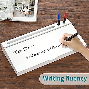 HIIMIEI Desktop Glass Whiteboard Dry-Erase-Board - Computer Keyboard Stand White Board Surface Pad with Drawer, Desk Organizers with Accessories for Office, Home, School Supplies (White