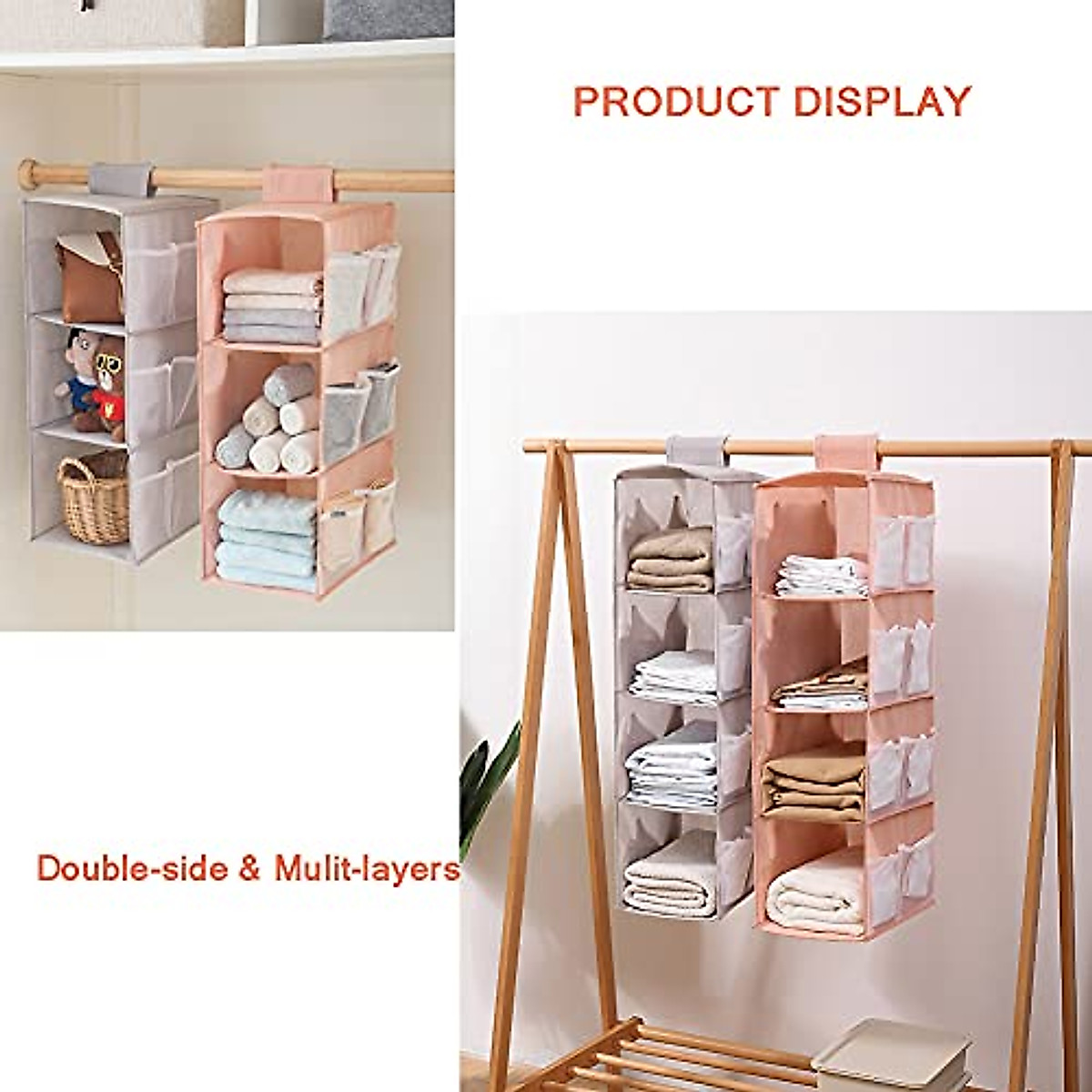 Hanging Closet Organizer Bag Fabric Closet Storage Bag Double-Sided Suitable for Storing Bras Panties Socks Towel ect