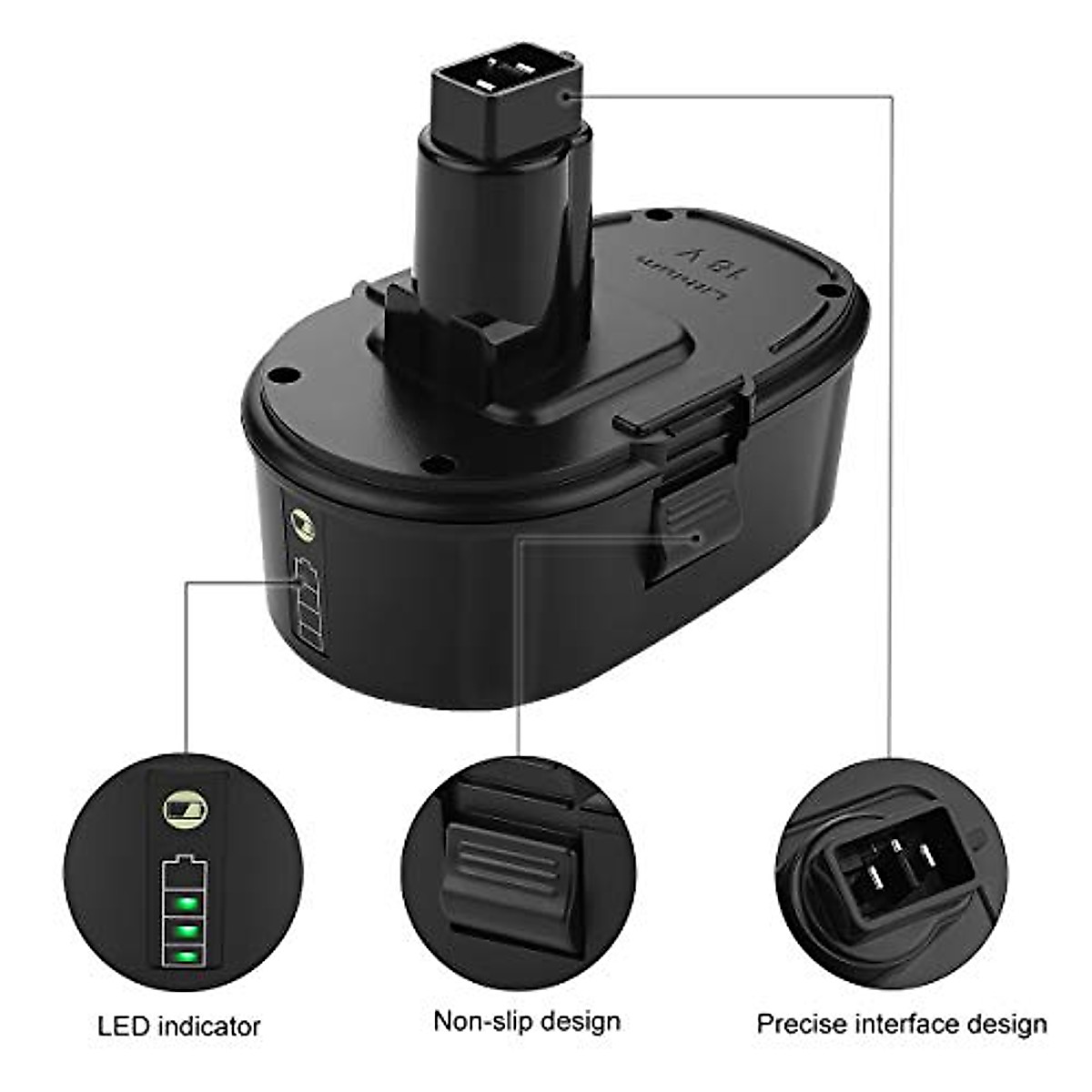 Powilling Innovation 6.0Ah Lithium-Ion Replacement Battery for Dewalt 18V XRP Ni-Cad battery DC9096 DC9098 DC9099 DE9039 DE9095 DE9096 DE9098 DW9095 DW9096 DW9098 DE9503 DC9182 Dewalt 18Volt Batteries