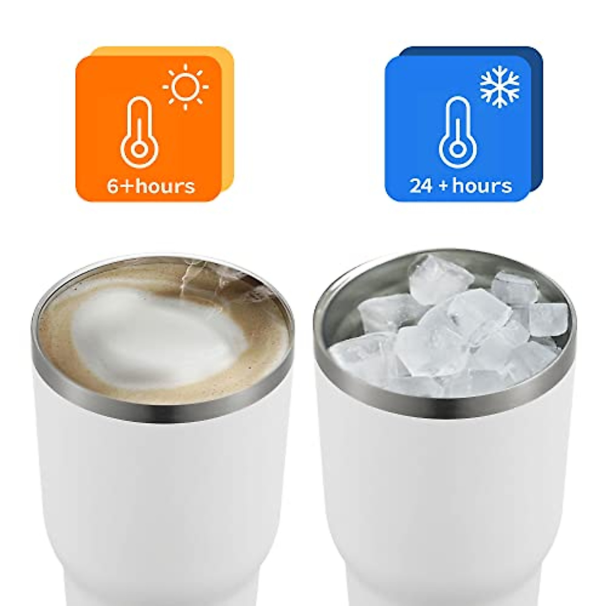 CYETUS 30oz Tumbler with Lid, Stainless Steel Vacuum Insulated Coffee Tumbler Cup, Double Wall Powder Coated Travel Mug, White