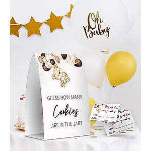 Guess How Many Cookies Are In The Jar, Baby Shower Games, Baby Shower Decorations - One Sign and 50 Cards(MANY026)