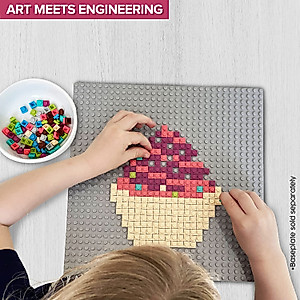 Creative QT 1600 Pieces Plate 1x1 Bricks, Pixel Mosaic Kit, 8 Colors Classic Building Bricks with 2 Quick Removal Tools, Nano Blocks Art with Design Guide, STEM Building Toy