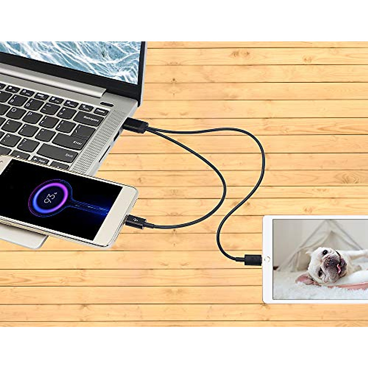 CERRXIAN USB 2.0 Type A Male to 2 Micro USB Male Splitter Y Data Charge Cable