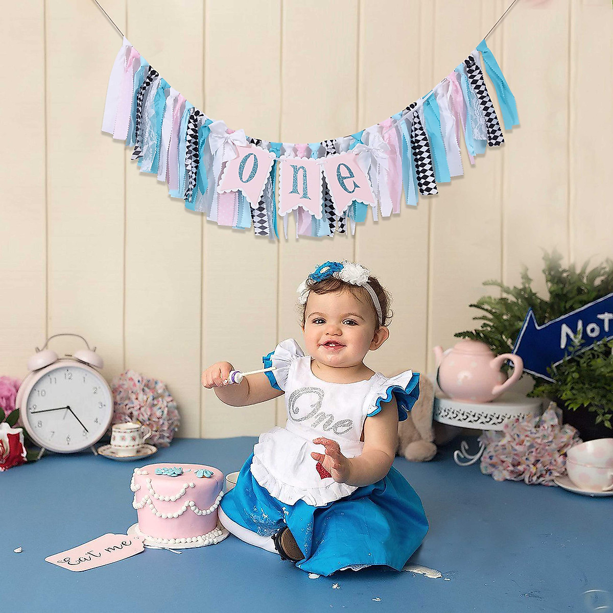 Alice in Wonderland One High Chair Banner Alice Wonderland First Birthday High Chair Banner Girl,onederland 1st Birthday Girl One High Chair Banner.alice in Wonderland Tea Party First Birthday