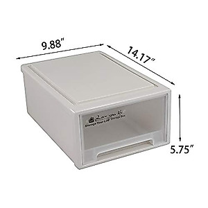 Rinboat 12 Quart Plastic Stacking Storage Drawer Unit Front Box, 1 Pack