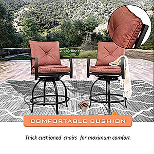 LOKATSE HOME Patio Stools Outdoor Swivel Bar Height Chairs Set of 2, Set, Red