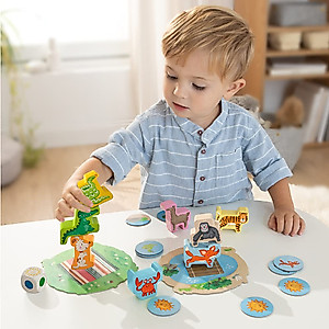 HABA My Very First Games - Animal Upon Animal Junior: Toddler Stacking Game & Toddler Board Games for Preschool Learning Activities & Family Games