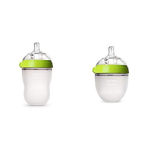 Comotomo Natural Feel Baby Bottle Set, Green, (One 8-Ounce, One 5-Ounce)