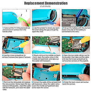 ElecGear Joystick Replacement for Switch Joy-con Controller and Switch Lite, Left and Right Thumbsticks, Analog Stick Sensor USB Module with Repair Part Tool included (Red/Blue)