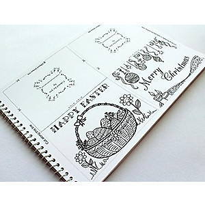 Coloring book of greeting cards: 24 handmade foldable cards to color | Premium Handmade Paperback Spiral Bound Coloring Book | Art and Sip Party, DIY Kit, Party favor | Easy & fun drawings to color