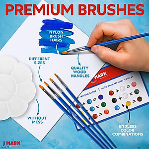 J MARK Paint Set – Mini Canvas Acrylic Painting Kit with Wood Easel, Canvases, Paint, Brushes & More