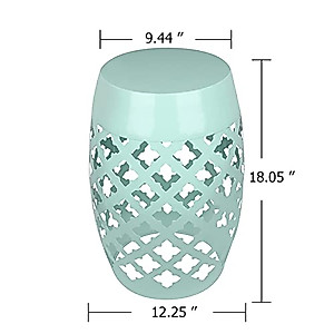 Vipush Outdoor Lace Cut Iron Side Table,Patio Garden Stool Coffee End Table Nightstand for Small Spaces,Living Room,Front Porch,Poolside,Green