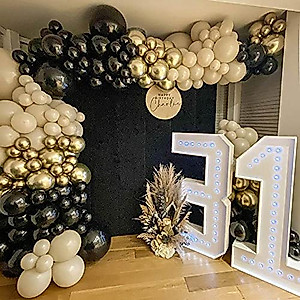 164pcs Black and Gold Balloon Garland Arch Kit Double Stuffed Tan Nude Apricot Balloons with 4D Gold Balloon for Birthday Party Wedding Engagement Graduation Celebration Baby Shower Decorations