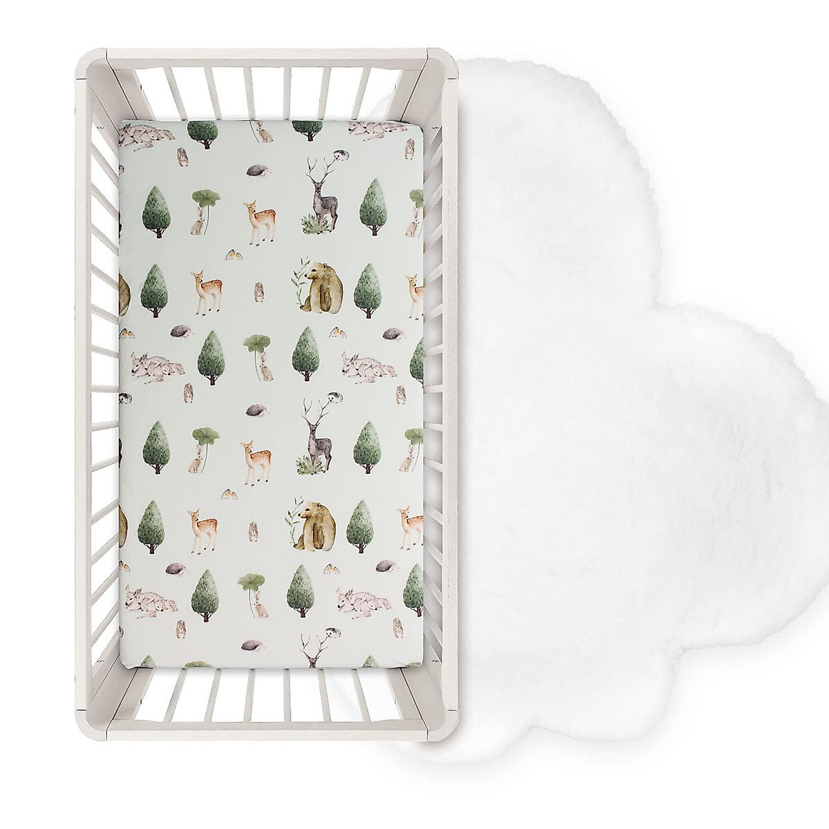 Hello Pawa! Standard Size Baby Mini Crib Sheets Animal Pattern Soft 100 Percent Cotton Fitted - Comfortable and Cozy Pack n Play Sheets for Girls, New Born Babies and Toddlers