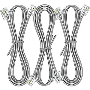 NECABLES 3Pack Phone Cord 6ft Telephone Cord Phone Line Cord RJ11 6P4C Male to Male for Landline Phone and Fax - 6 Feet