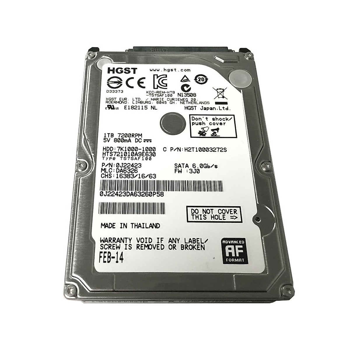 HGST Travelstar 7K1000 2.5-Inch 1TB 7200 RPM SATA III 32MB Cache Internal Hard Drive 0J22423 (Renewed)