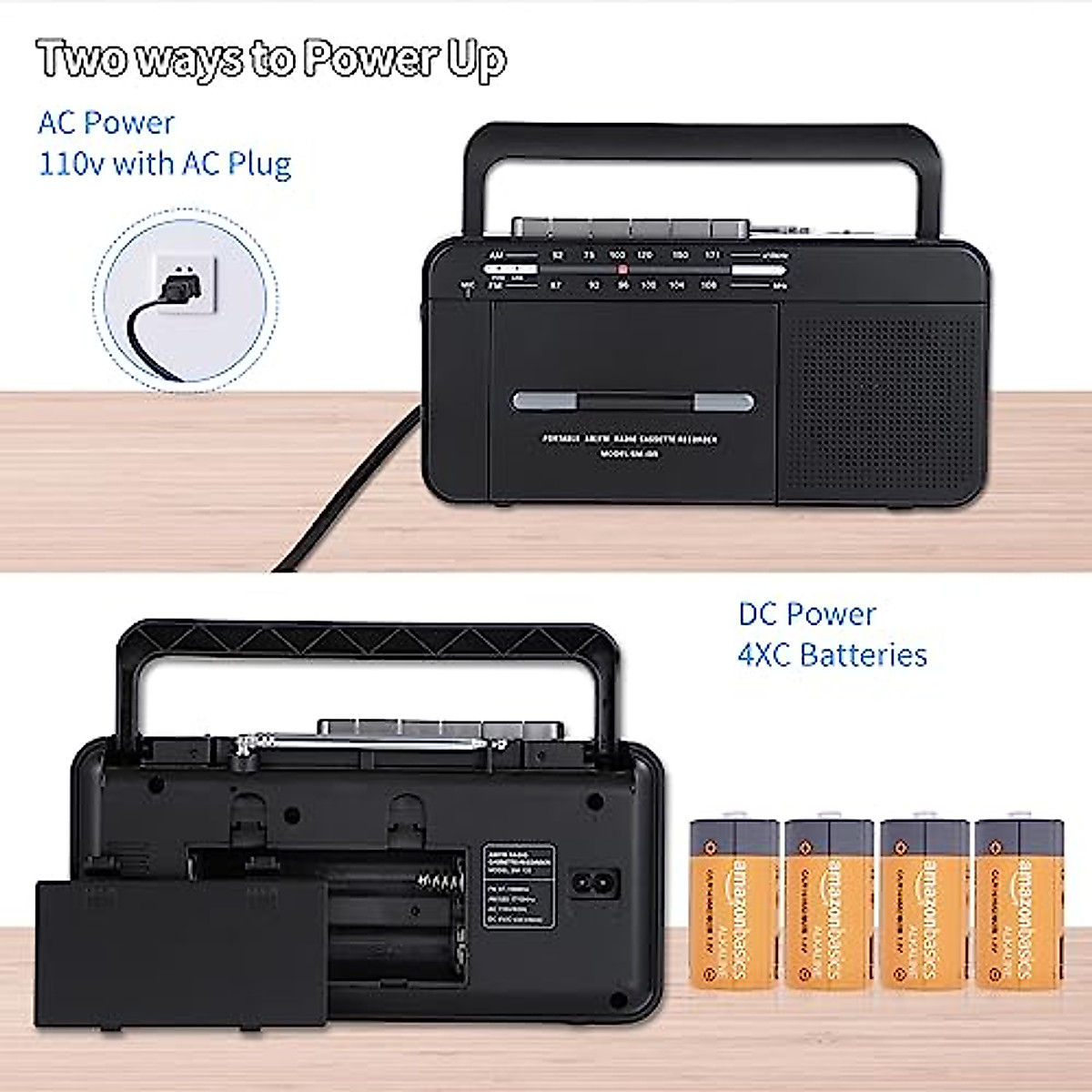 SEMIER Boombox MP3 Conversion Cassette Tape Player Recorder AM FM Radio, Cassette to MP3 Digital Converter, USB Recording, Built-in Microphone, Big Speaker and Earphone Jack by AC or C Batteries