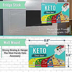 Keto Diet Cheat Sheet Magnets Kit, Magnetic Quick Reference Keto Food List Guide Charts 239 Foods and Swap for Beginners with Keto Tracker Log Macro Carbs Counter Journal Planner, Body Measuring Tape