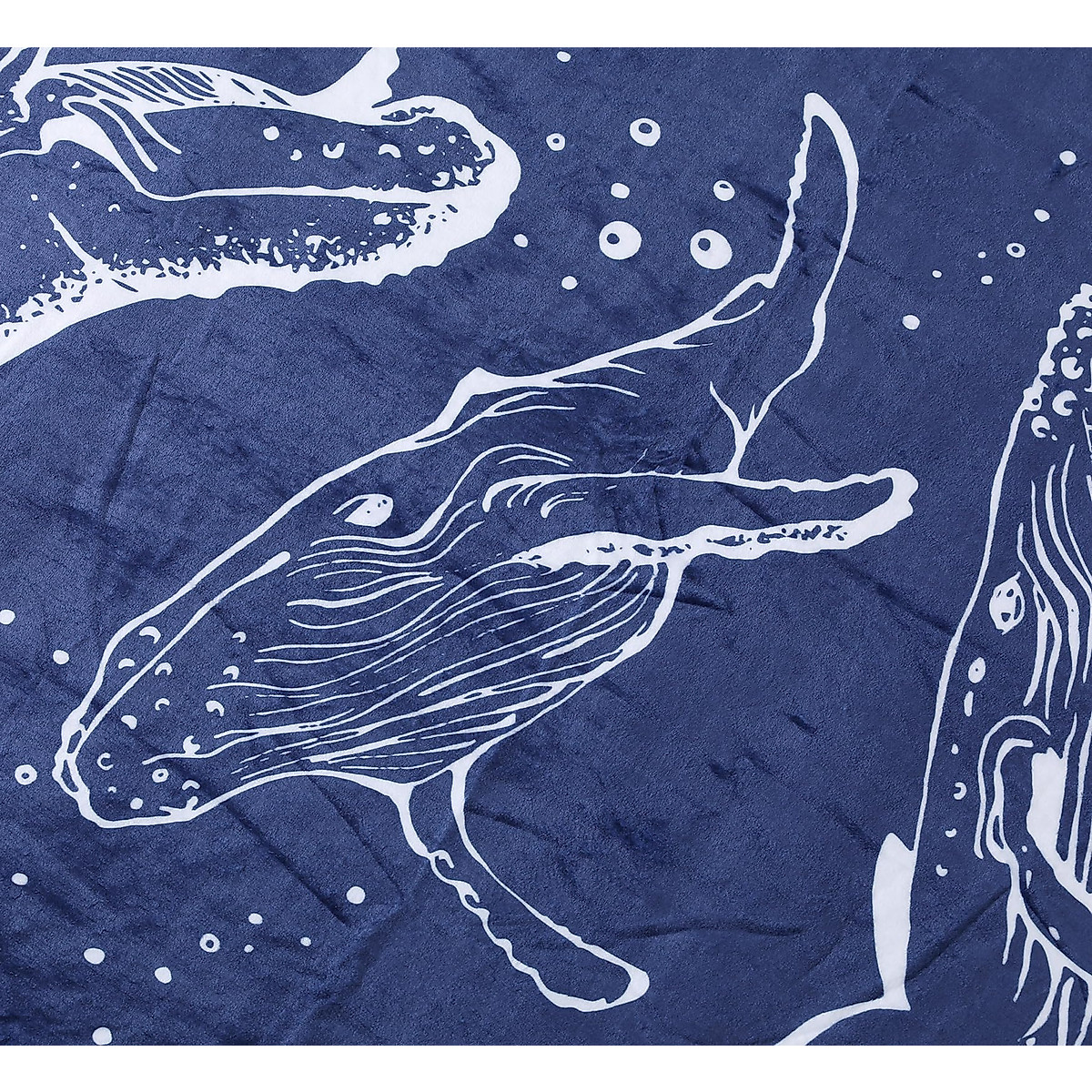 Zevrez Whale Blanket Navy Blue Whales Throw Blanket Flannel Fleece Sea Whale Pattern Blankets Whale Gifts and Decor for Sea and Whale Lovers (Whale 2, 48"x60")