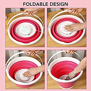 Dpofirs USB Mini Washing Machine, 6W 5L Foldable Laundry Washer with Dual Wash System, 4 Gear Adjustable, Home Washer for Camping Apartments Dorms College Rooms (Pink)