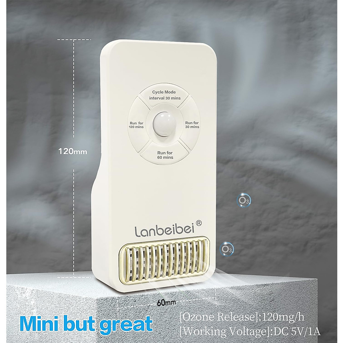 Ozone Air Purifier,Body Detection, Purifying Air and Eliminate Odor Thoroughly in Pet Room, Toilet, Shoe Cabinet, etc.