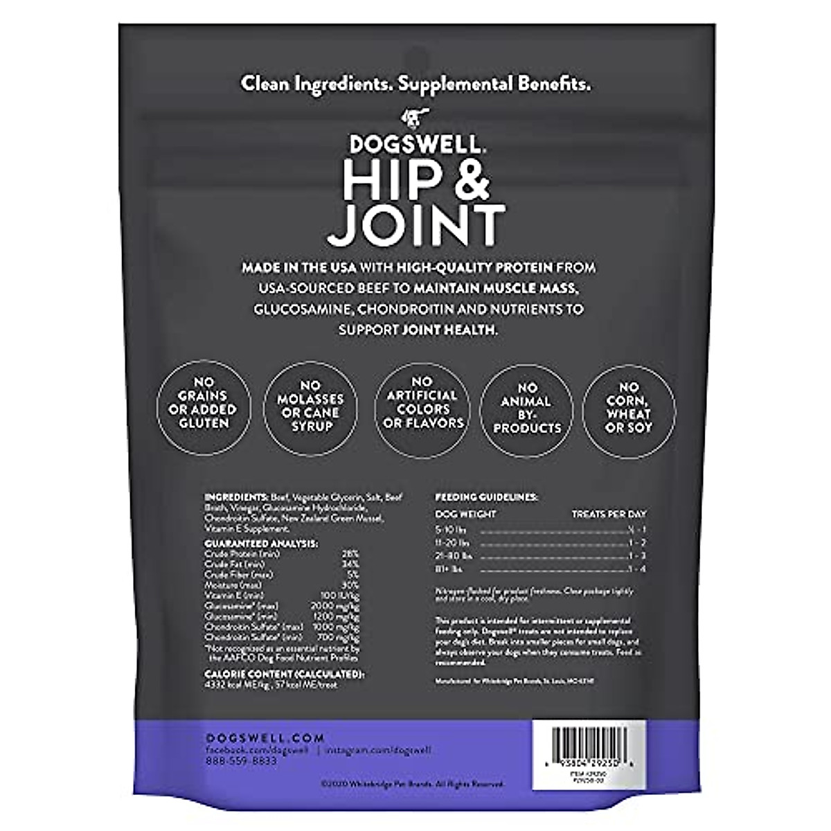 DOGSWELL 842190 Hip & Joint Beef Jerky Pet Food, 10 Oz (842190)