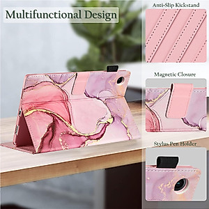 Fancity Case for Samsung Galaxy Tab A8 10.5 Inch 2022 Release, Multi-Viewing Angles, PU Leather Smart Cover with Auto Sleep Wake Feature for Galaxy Tab A8 Tablet [SM-X200/X205/X207], Marble Pink