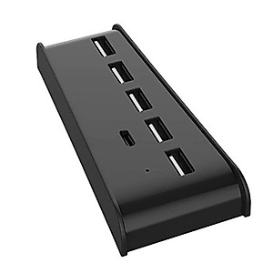 PS5 Gaming Console Hub, 4 USB Port Hub,1 Charging USB Port,1 Type-C Port for PlayStation 5, Super Transfer Speed Charger Splitter Expansion Adapter for Sony PS5 Console