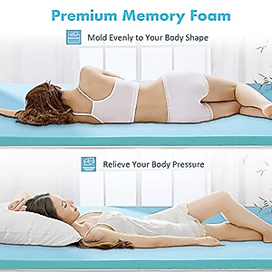 Momend 2Inch Memory Foam Mattress Pad Twin XL, Cooling Gel-Infused Extra Long Single Bed Topper for College Dorm