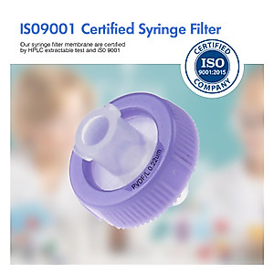 Syringe Filters PVDF Hydrophilic Filtration 0.22um 13mm Membrane Diameter Lab PVDF Membrane Disc Non-Sterile by Labfil, Pack of 100