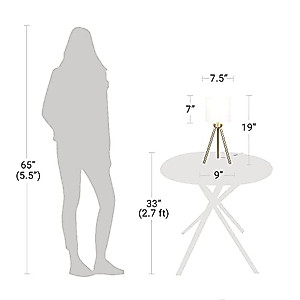 Catalina Lighting 22967-001 Mid-Century Modern Tripod Table Lamp, LED Bulb Included, 19", Antique Brass