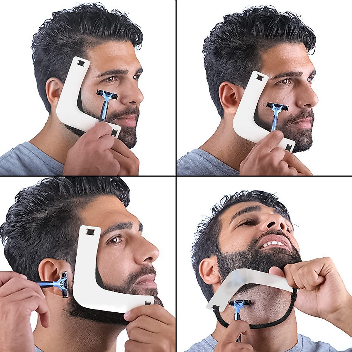 Linkidea Beard Shaper Neckline Guide & Trimmer Kit with Stencil for Men's Goatee and Mustache Grooming