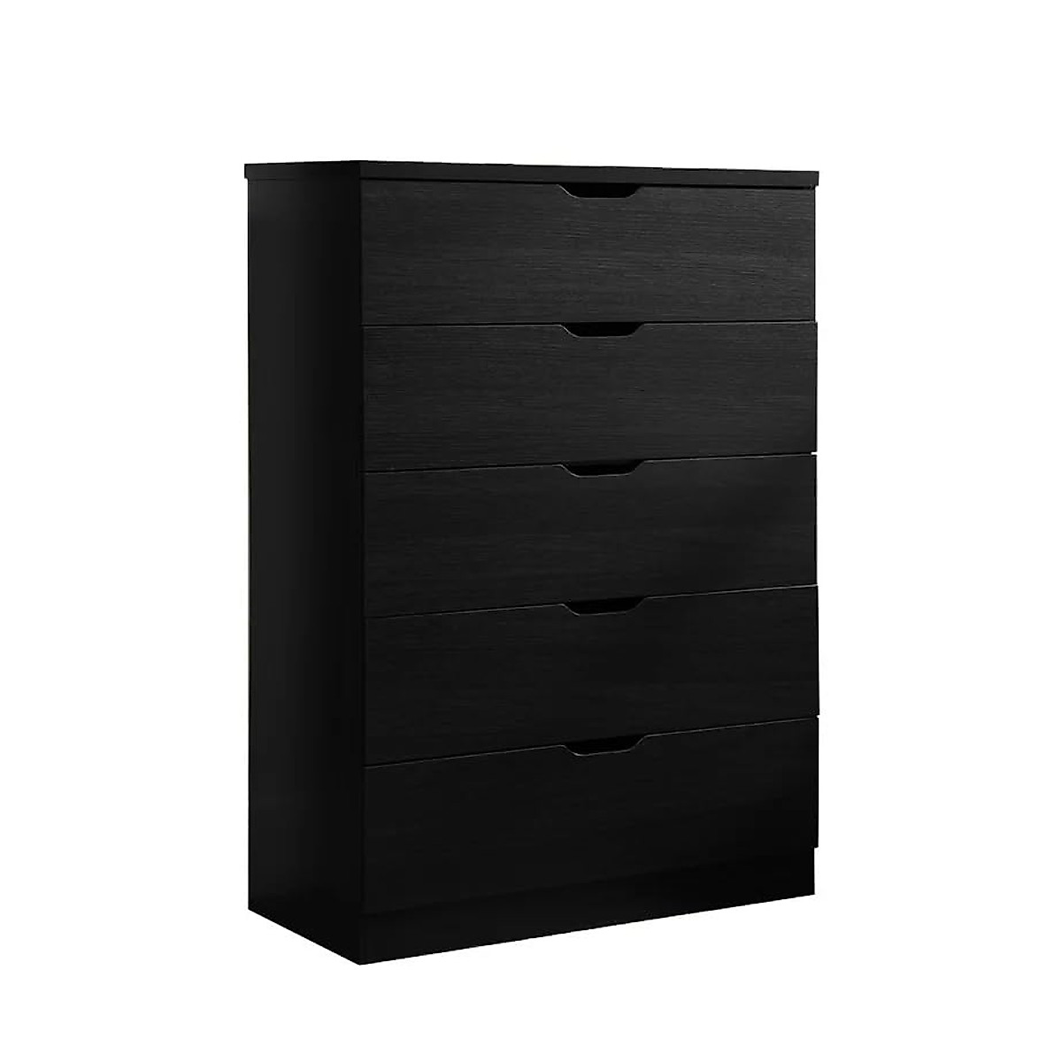 Xiconbao Modern 5 Drawer Dresser for Bedroom, Tall Chest of Drawers with Storage, Wood Storage Chest Organizers with Cut-Out Handles, Accent Storage Cabinet for Living Room, Entryway, Hallway (Black)