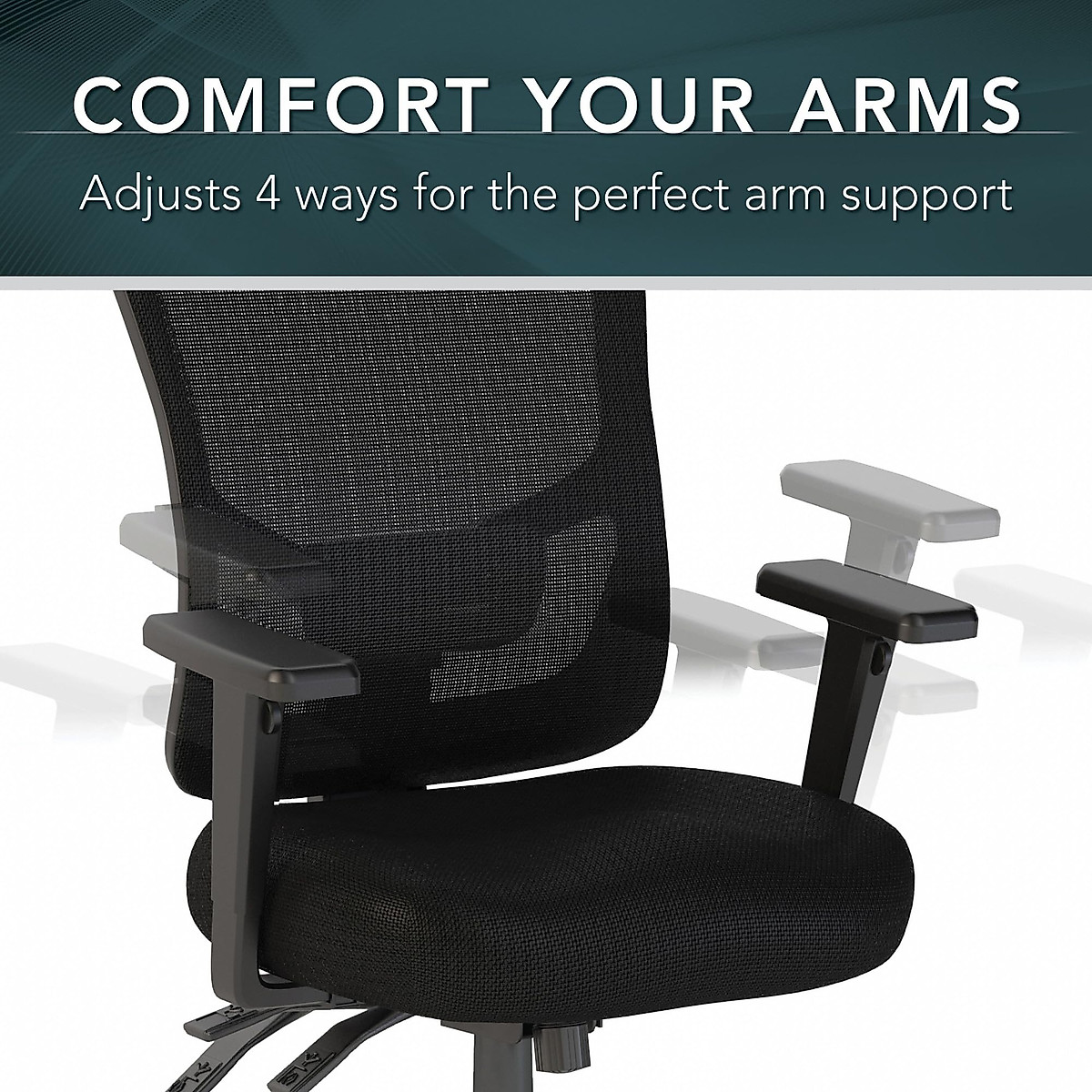 Bush Business Furniture Ergonomic Desk Chair with Adjustable Arms | Multifunction Home Office High Back Mesh Computer Seat with Lumbar Support