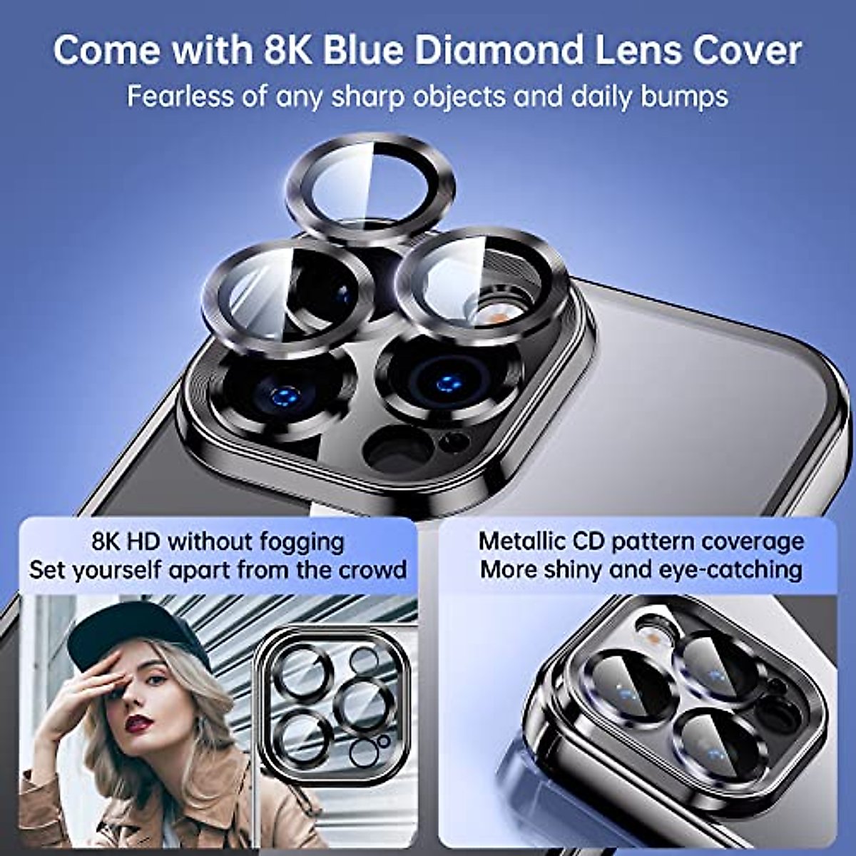 for iPhone 14 Pro Max Case 𝟮𝟬𝟮𝟯 𝗡𝗘𝗪 with Full Camera Protection, [Far Beyond Official Color] [Military Grade Drop Tested] Metallic Glossy Clear Case Designed for Women Men 6.7”, Phantom Black