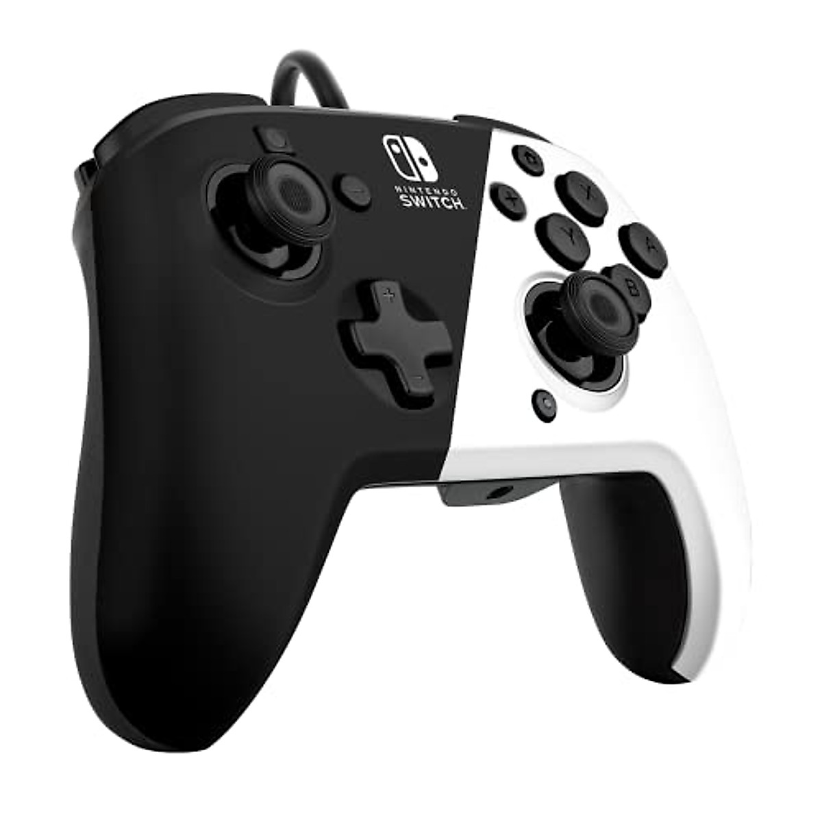 PDP Gaming Faceoff Deluxe+ Wired Switch Pro Controller - Officially Licensed by Nintendo - OLED Model- Black/White - Nintendo Switch