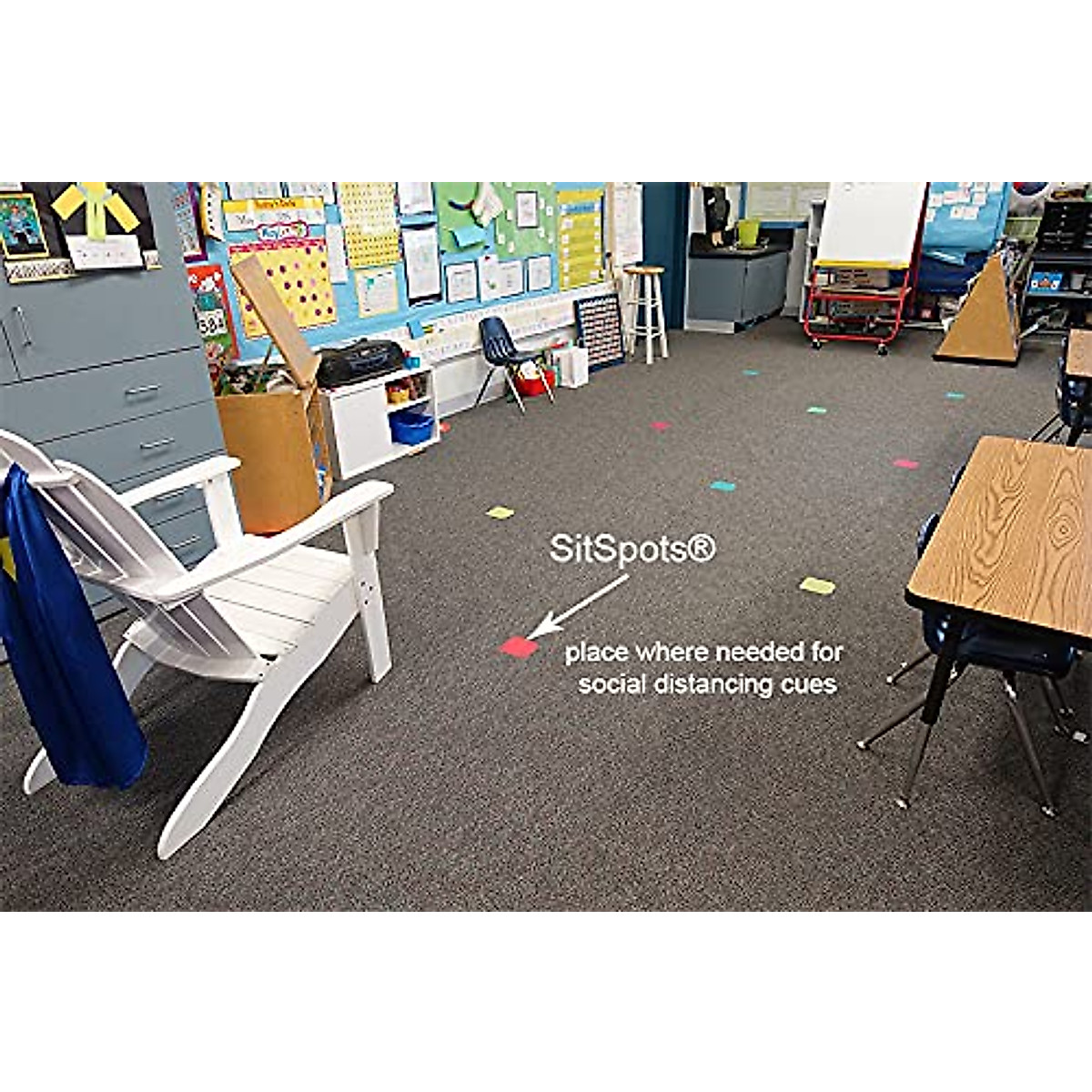 SitSpots® 30 Paw Print Multi Color Circle Pack (Size 4") - Floor Dots for Classroom | The Original Sit Spots for Your Classroom Seating