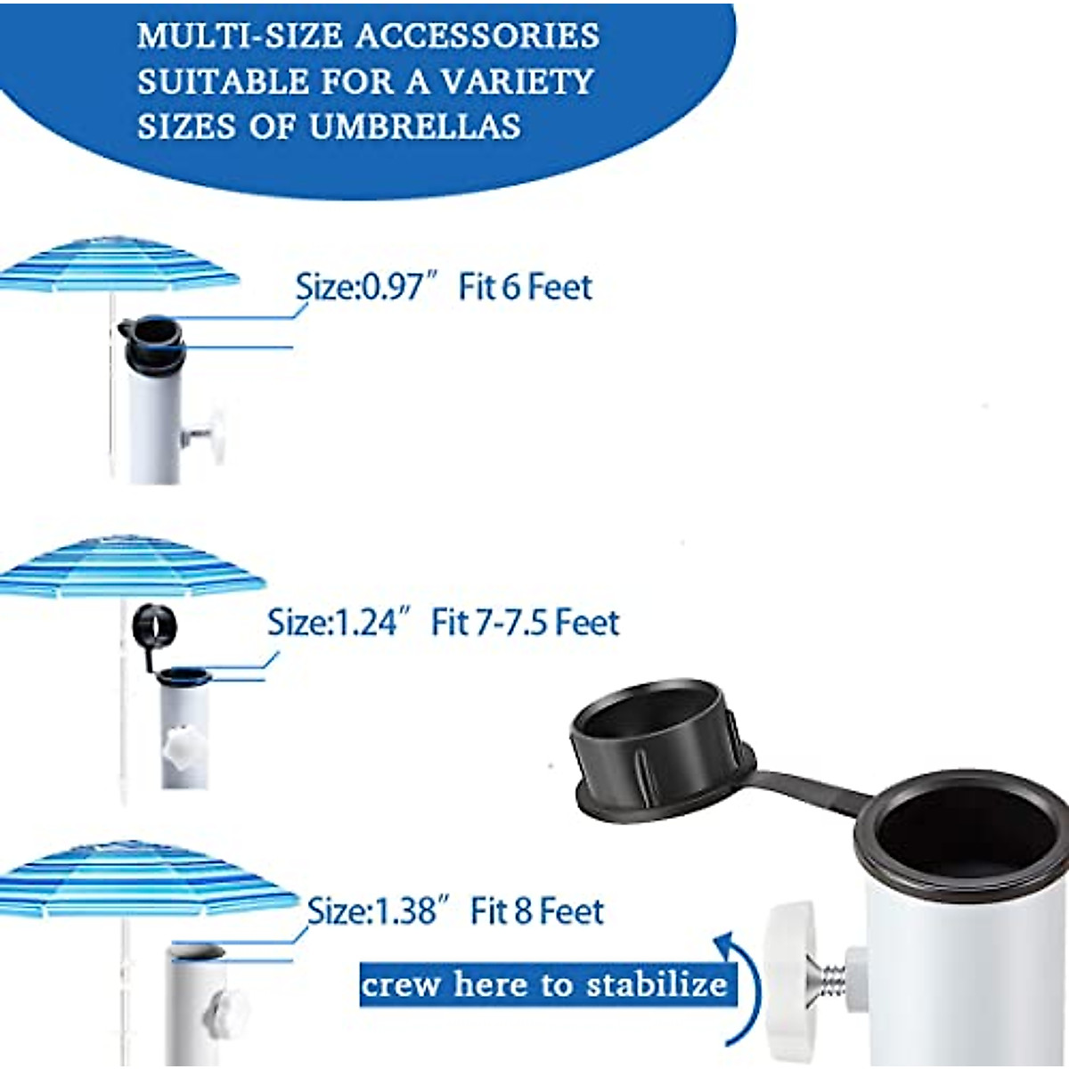 MILIMOLI Beach Umbrella Stand Foldable Adjustable Portable Sunshade Umbrella Base Holder Outdoor with Water Weight Bag (3-Piece Set Beach Umbrella Stand)