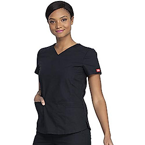 Dickies EDS Signature Women Scrubs Top V-Neck Plus Size DK880, 2XL, Black