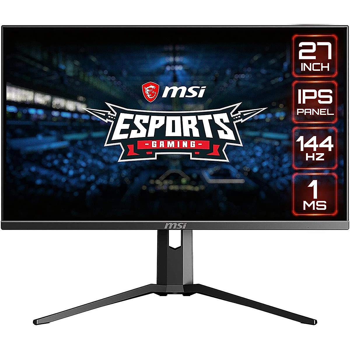 MSI Full HD Gaming RGB Non-Glare Super Narrow Bezel 1ms 1920 x 1080 144Hz Refresh Rate Adjustable Height Arm FreeSync 27” IPS Gaming Monitor (Optix MAG273R), Black (OPTIXMAG273R)