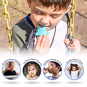 TalkTools Sensory Chew Necklace - Teething and Biting Chewelry for Kids & Adults with ADHD, Autism - Anxiety Relief Chewing Pendant - Safe and Durable Chew Necklace (Blue, Sloth)