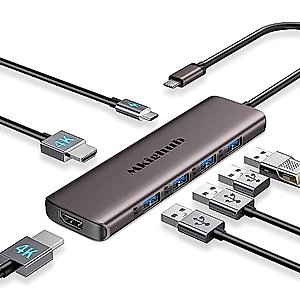 Docking Station 7 in 1 USB C Hub Dual HDMI Monitors with 4K 30Hz 2 HDMI Port 100W PD USB 3.0 USB 2.0, Multi Monitor Adapter for Laptop MacBook Pro M1 Dell HP Surface Lenovo