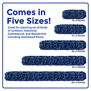 Nine Forty 2-Pack 24-Inch Premium Nylon Dust Mop Replacement Head - Heavy Duty Refill for Industrial, Commercial, and Residential Cleaning - Dry Floor Duster for Hardwood Surfaces - Blue (2-Pack)