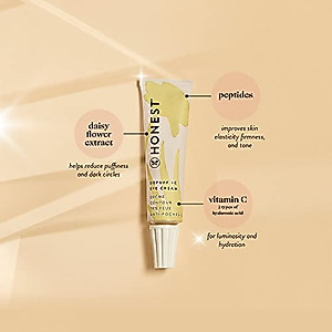 Honest Beauty Vitamin C Depuff Brightening Eye Cream | Reduces Dark Circles | Vitamin C, Daisy Flower Extract, Hyaluronic Acid | EWG Verified, Vegan + Cruelty Free | 0.5 fl oz